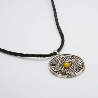 anglo-saxon-pendant-necklace-braided-leather-jewelry - Darksword Armory